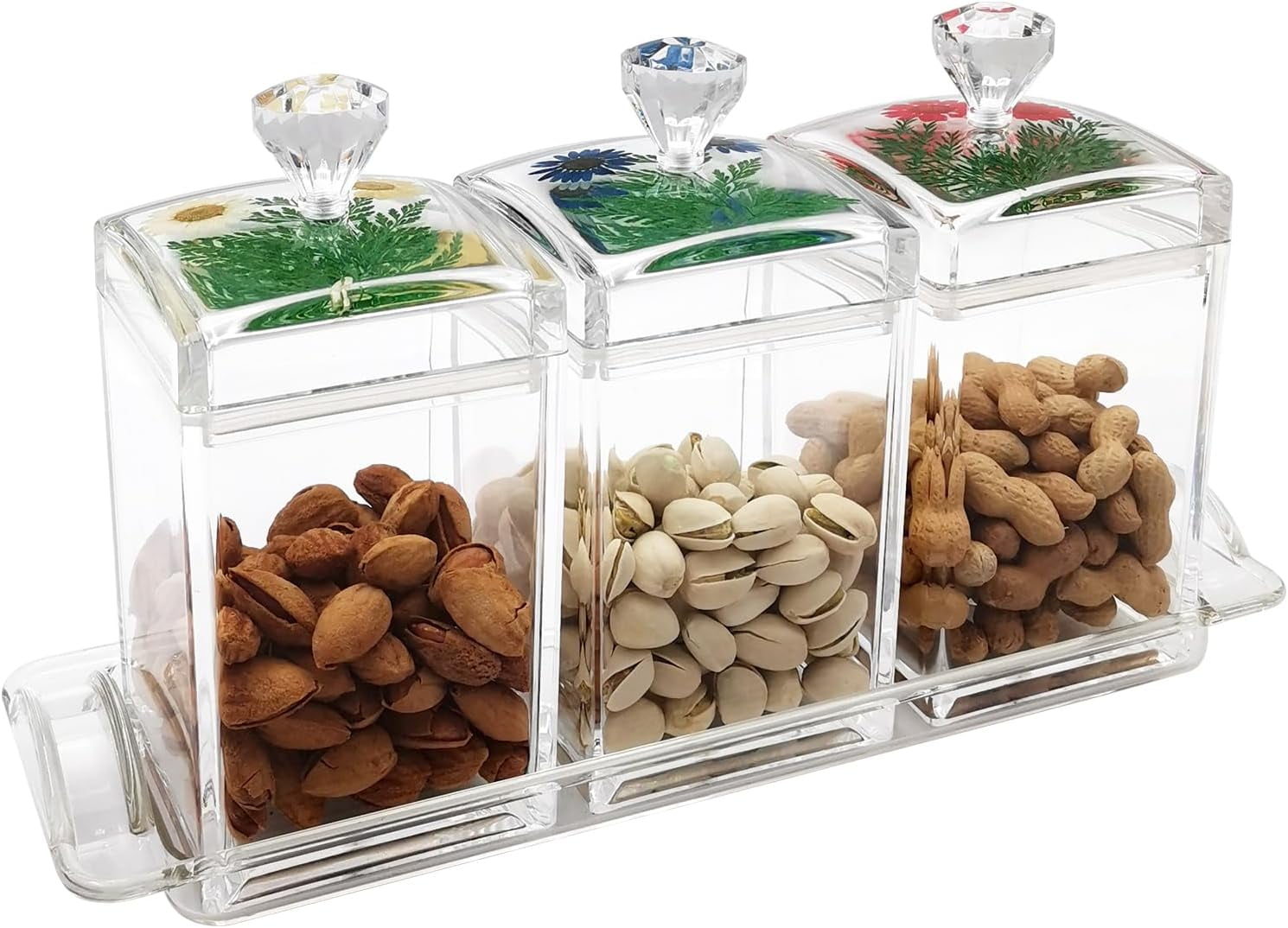 Apothecary Jar with Lid, Airtight Acrylic Storage Jar With Diamond ...