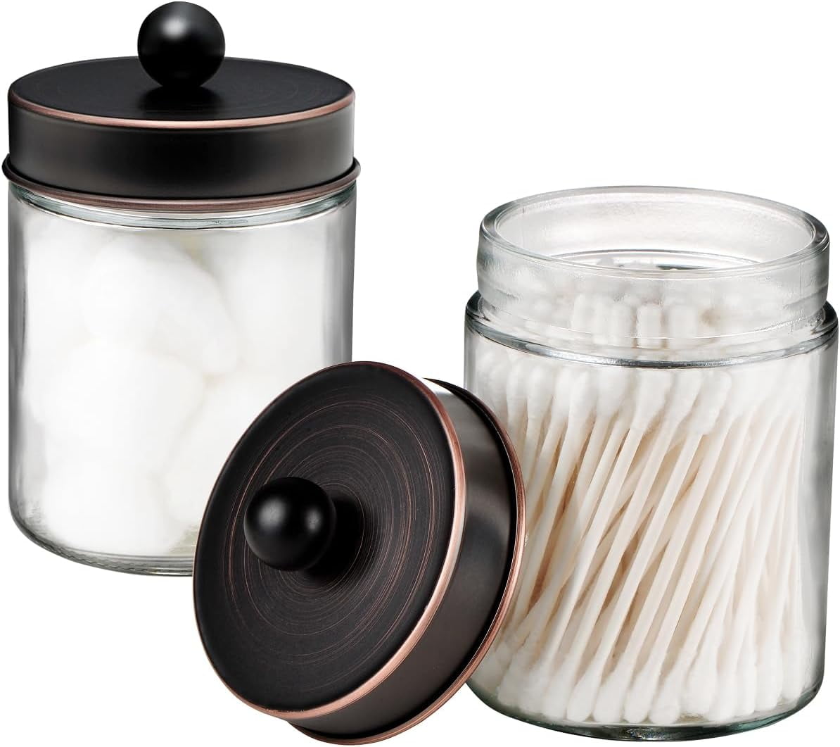 Apothecary Jars Bathroom Storage Organizer - Cute Qtip Dispenser Vanity ...