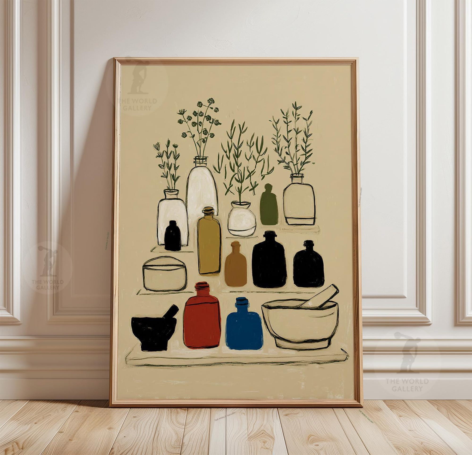 Apothecary Poster Herbal Bottle Wall Art Kitchen Illustration Print ...