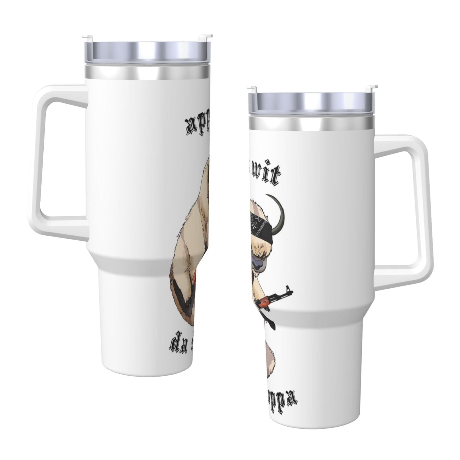 Appa With A Choppa 40 Oz Tumbler With Handle And Straw Double Wall Stainless Steel Sublimation ...