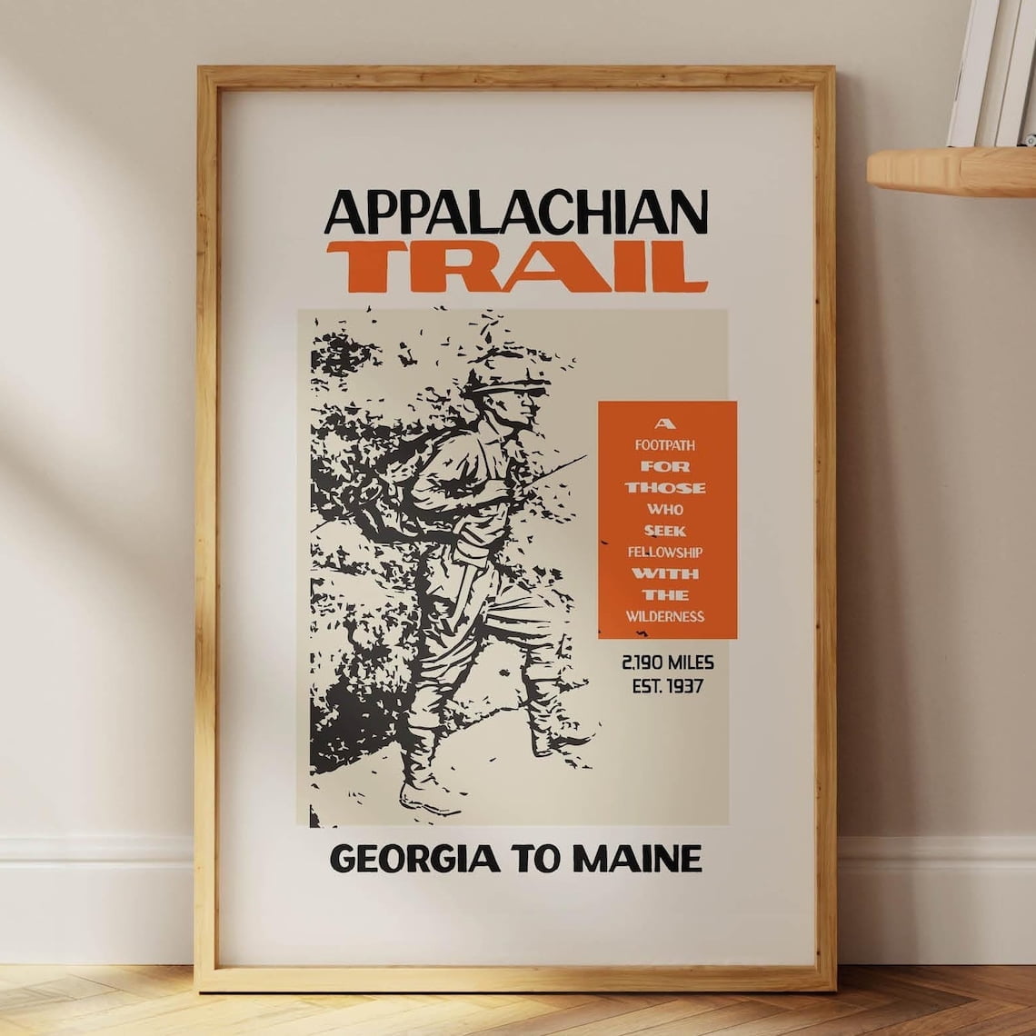 Appalachian Hiking Trail Print Hiking Wall Art Retro Hiking Poster ...