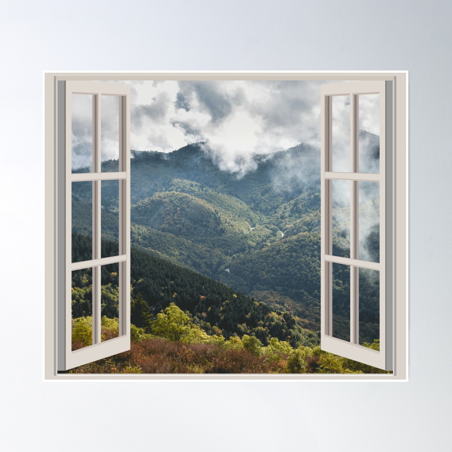 Appalachian Mountains Window View Poster Wall Art, Modern Wall Decor ...