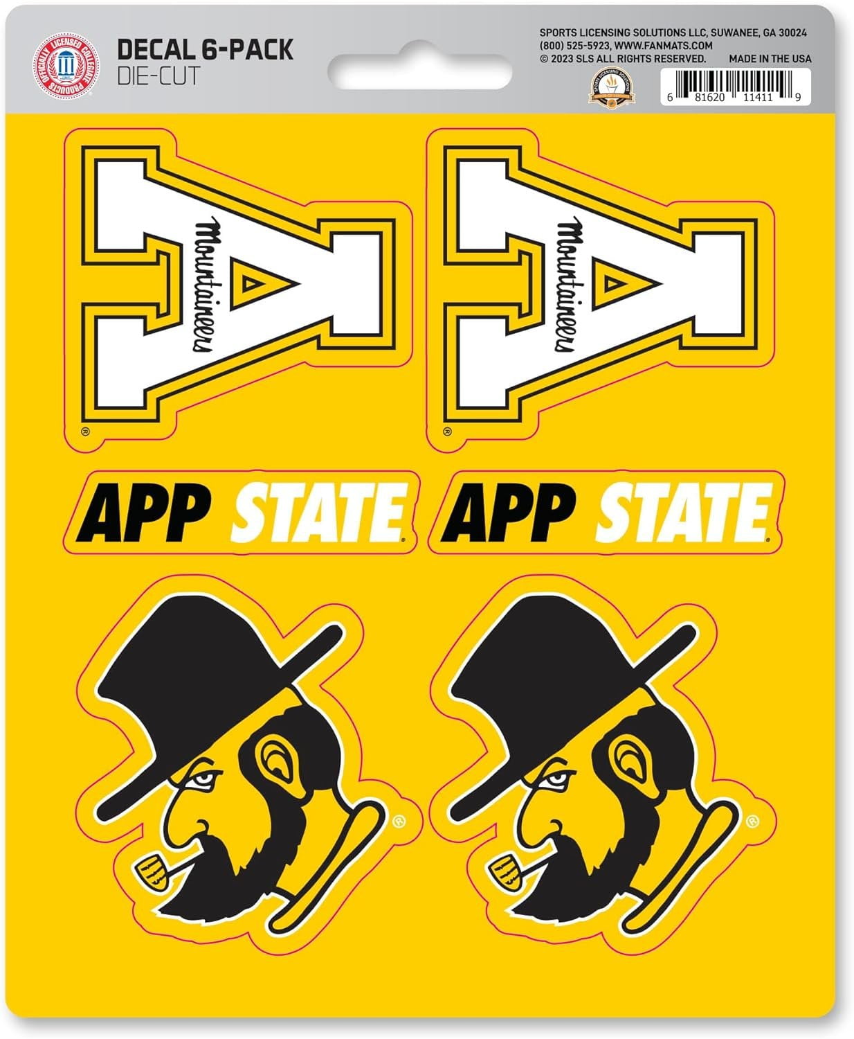 Appalachian State University Mountaineers 6-Piece Decal Sticker Set ...