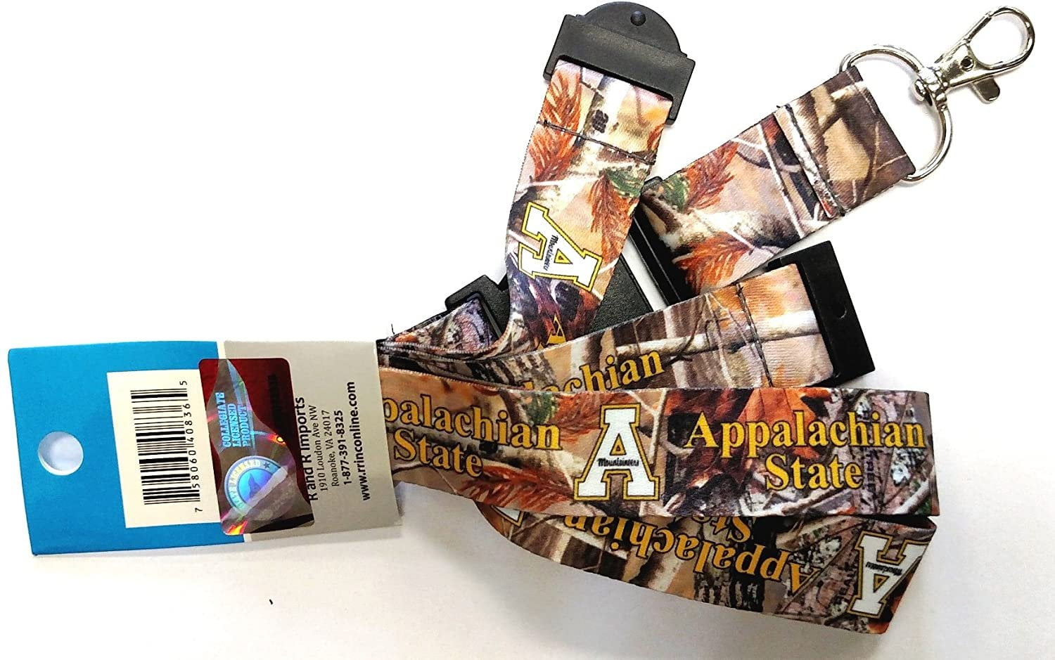 Appalachian State University Mountainners Camo Lanyard Keychain Double ...