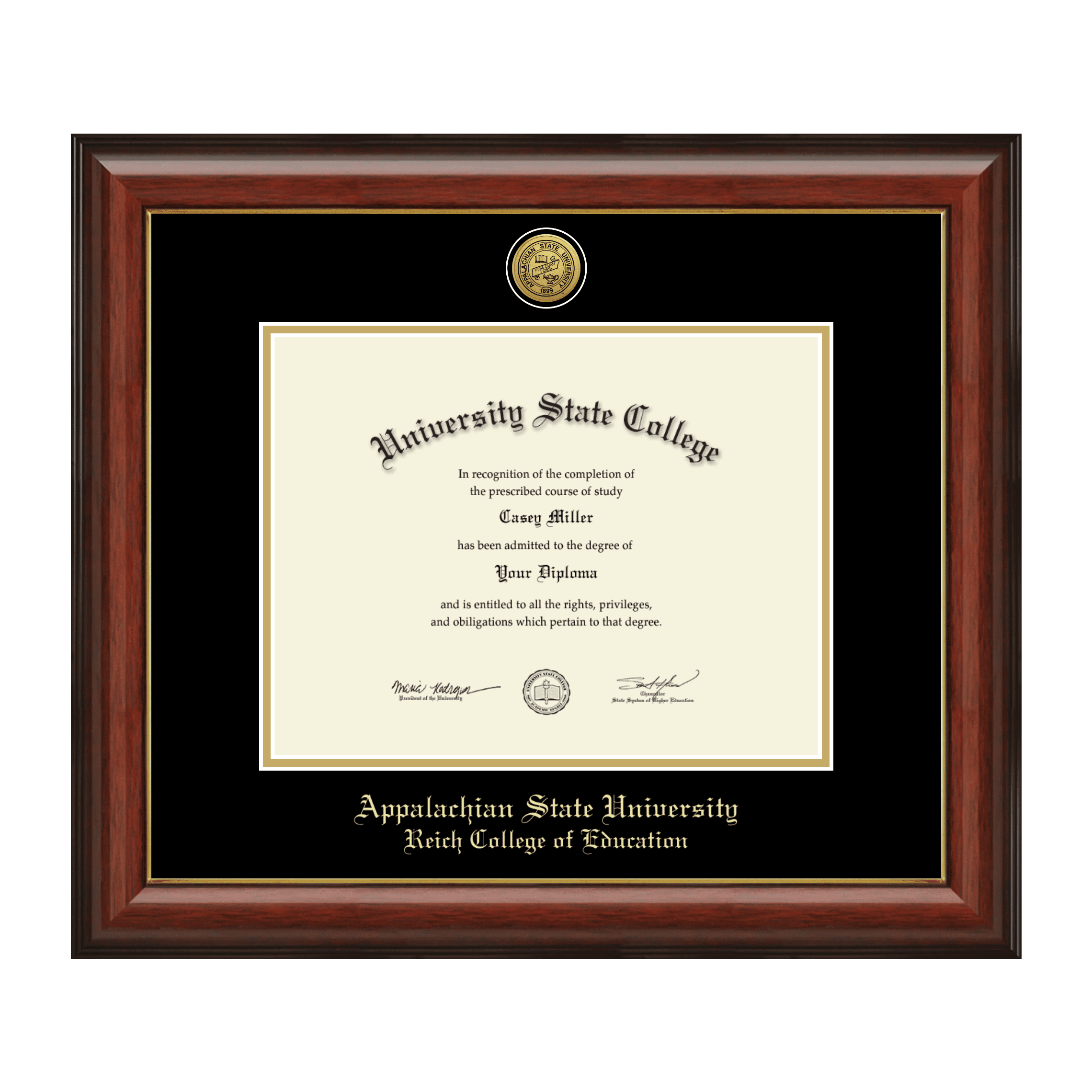 Framerly - Appstate Education Diploma Frame with Black and Gold Mat ...