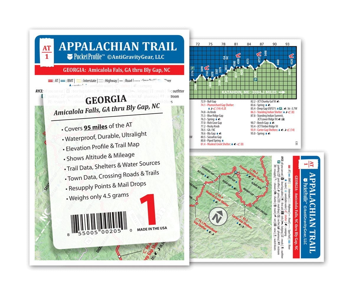 Appalachian Trail Map AT-1 Georgia AT Pocket Profile - Walmart.com