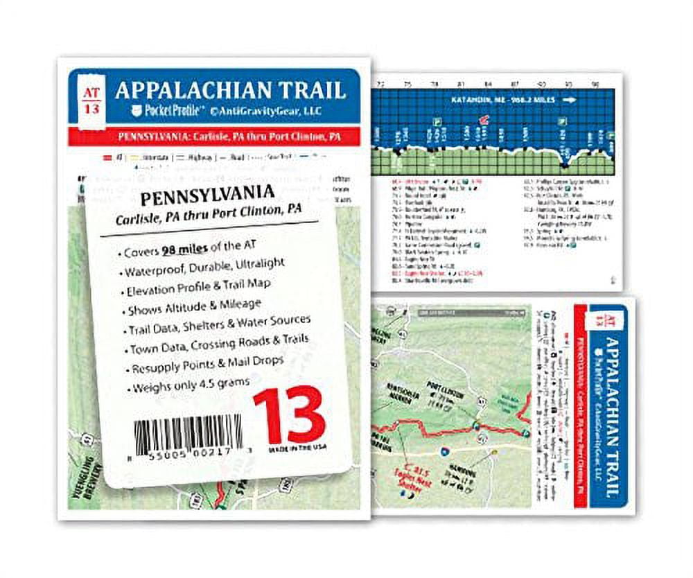 Appalachian Trail Map AT-13 Carlisle PA - Clinton PA AT Pocket Profile ...