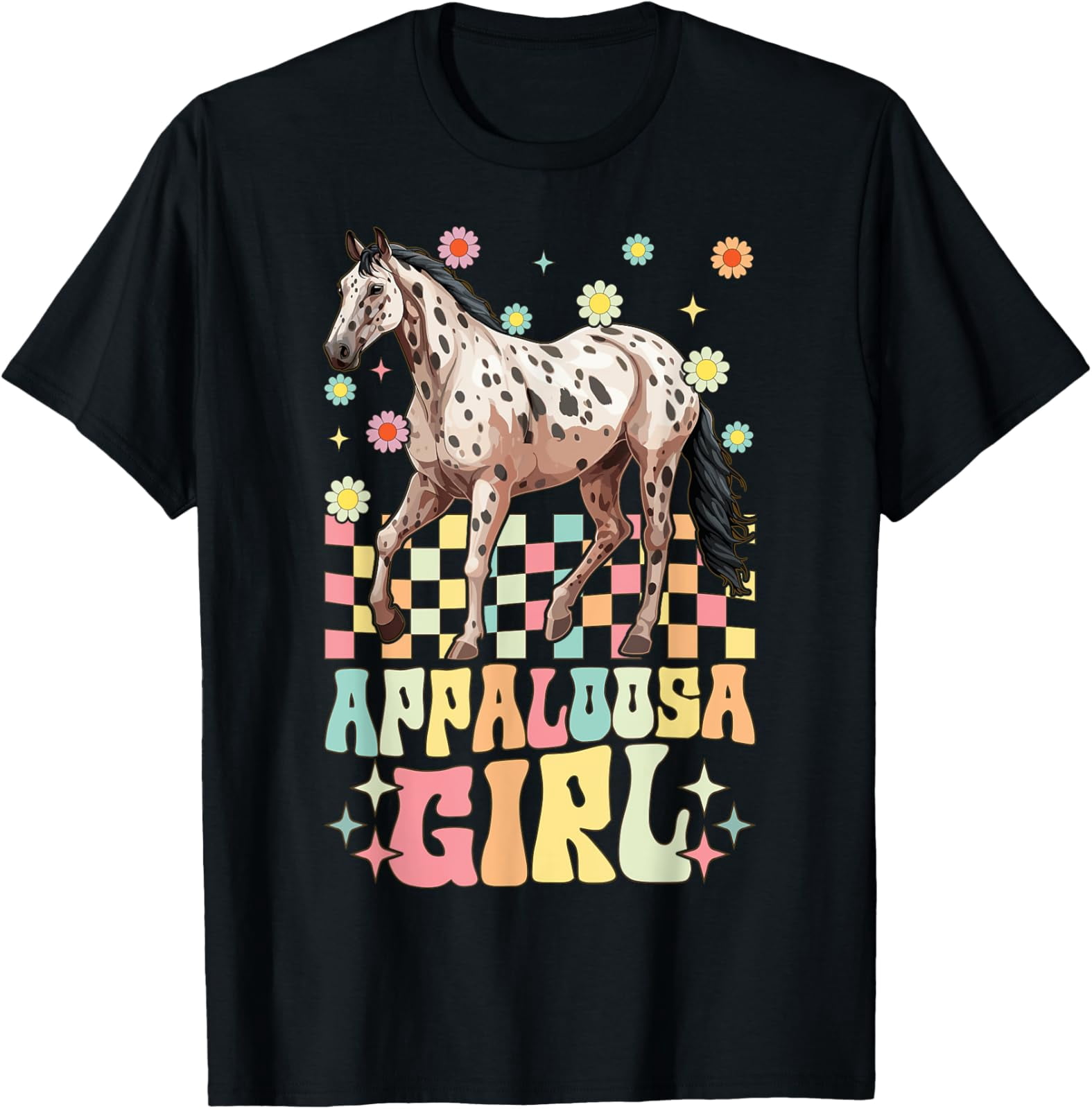 Appaloosa Girl Groovy Horse Girl Retro Graphic T-Shirt - Walmart.com