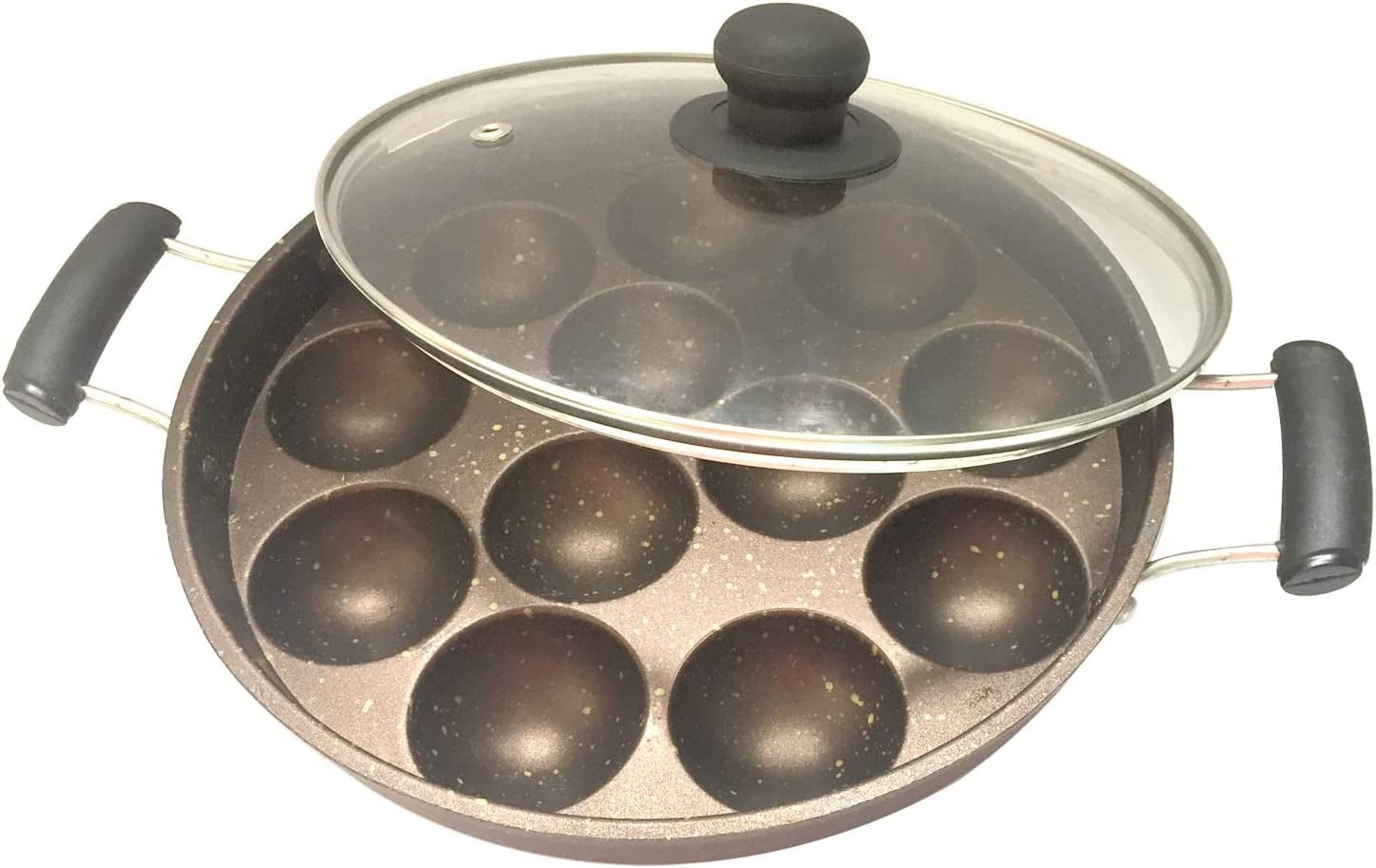 Appam Pan Nonstick Coating Appam Patra with Glass Lid Aluminum Appam ...