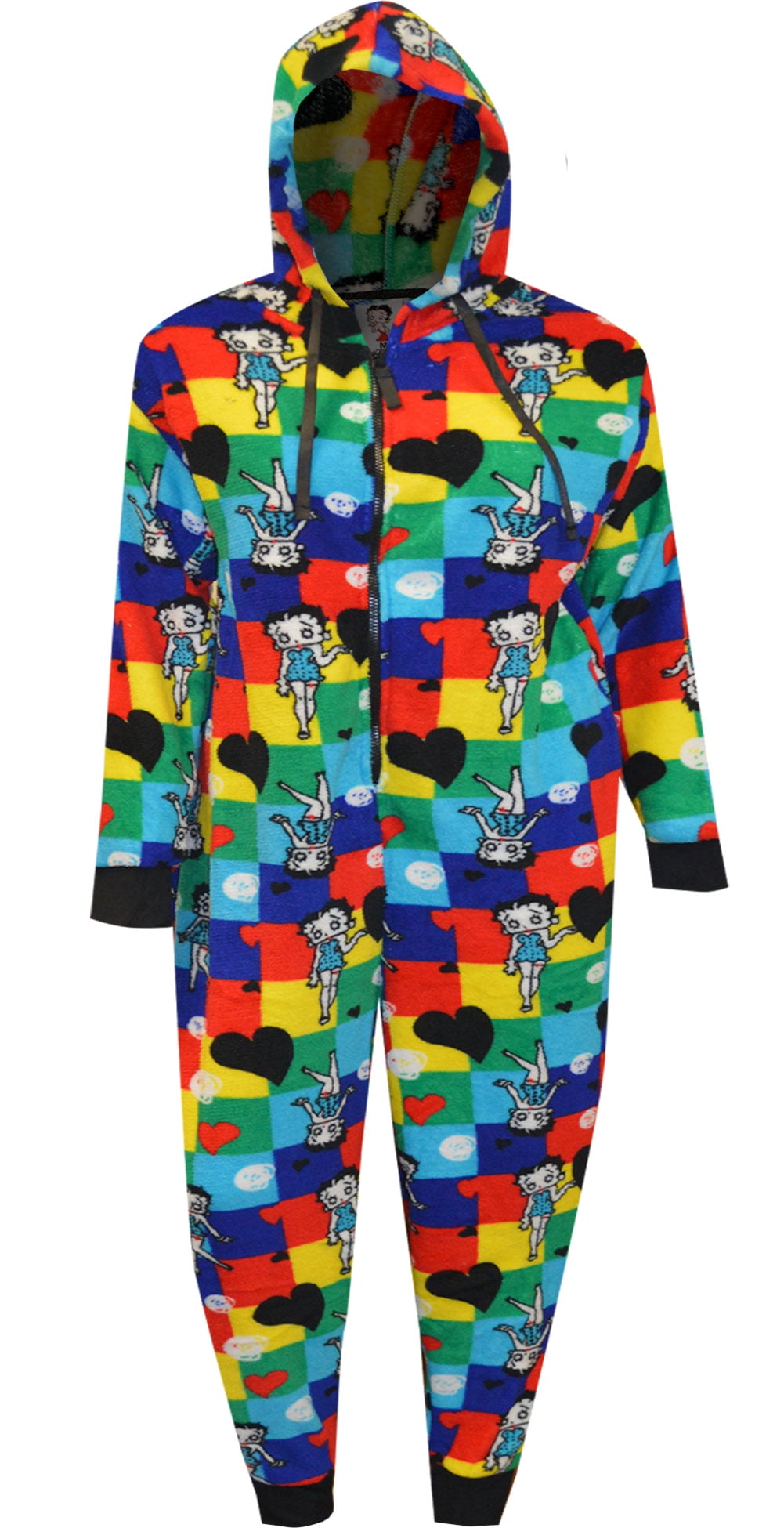 Apparel Connection LLC Womens Betty Boop Colorblock Plush Onesie Hoodie ...