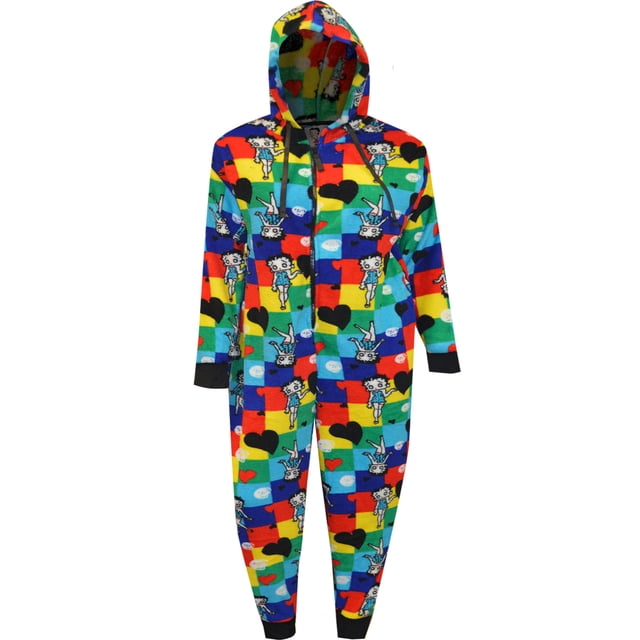 Apparel Connection LLC Womens Betty Boop Colorblock Plush Onesie Hoodie ...