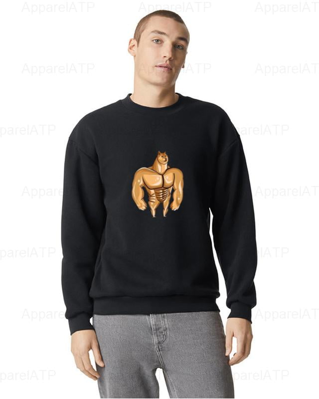 ApparelAPT Swole Dog Muscle Sweashirt with Cheems Meme and Shiba Inu ...