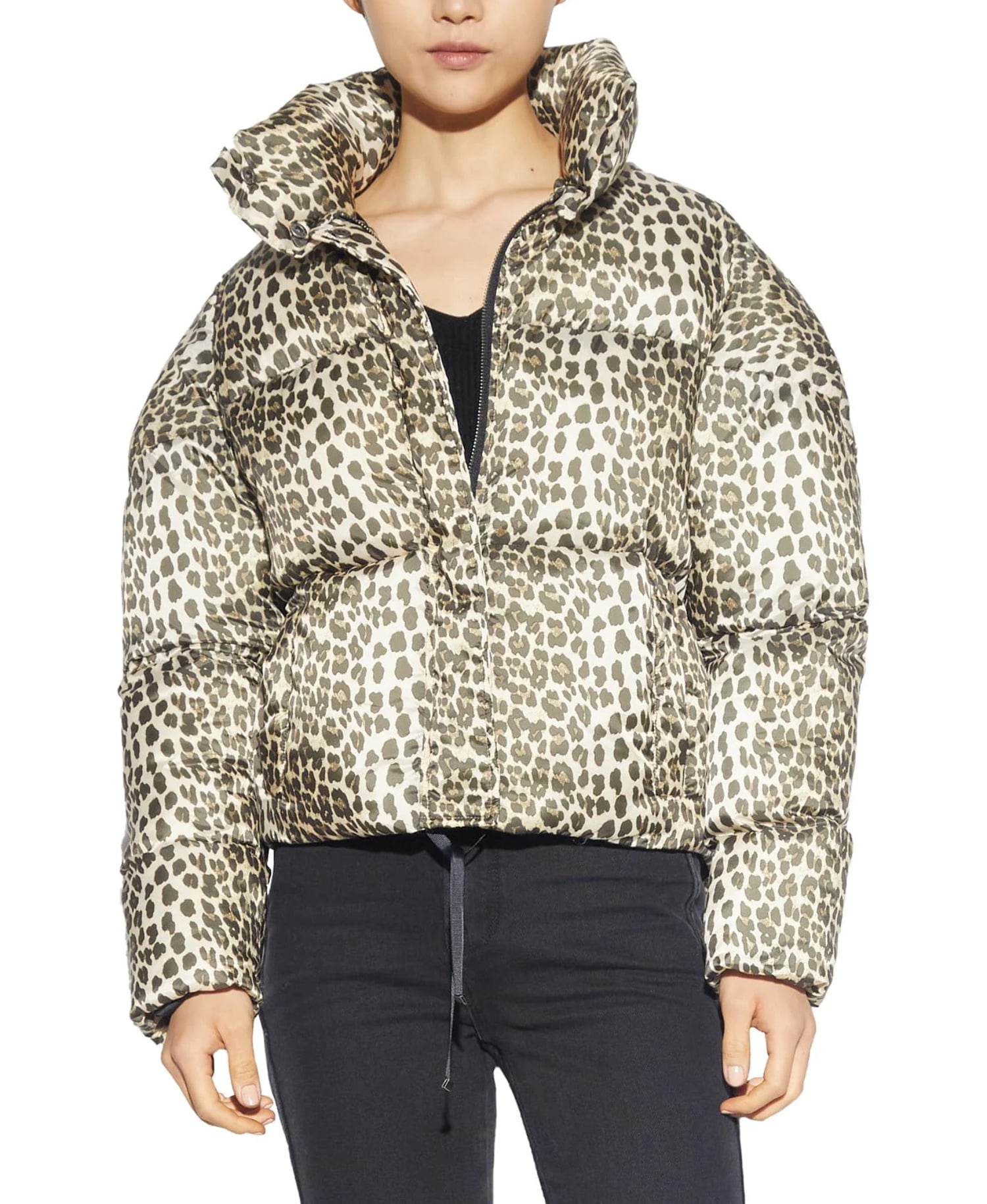 Apparis Women's Jackie Tan Leopard Print Puffer Jacket Coat - Walmart.com