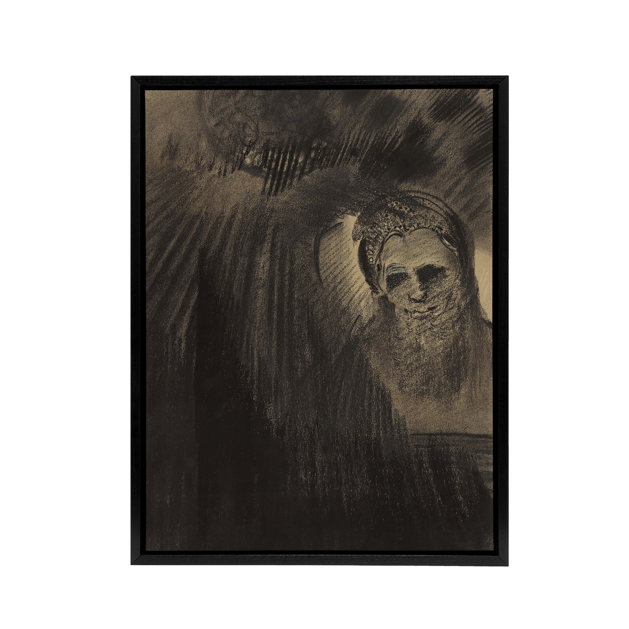 Apparition Eerie Charcoal Painting Redon Vintage Framed Canvas Wall Art 12X16" - Walmart.com