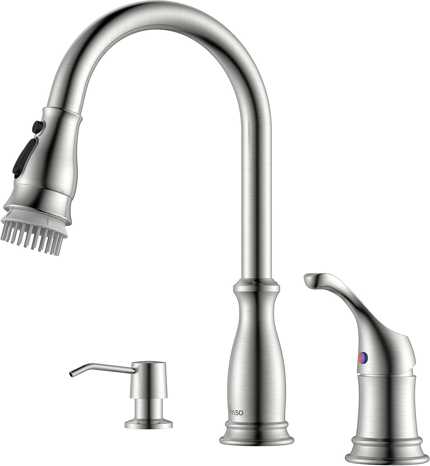 Appaso, Kitchen Faucet, 211BN, 3 Hole Pull Down Brushed Nickel ...