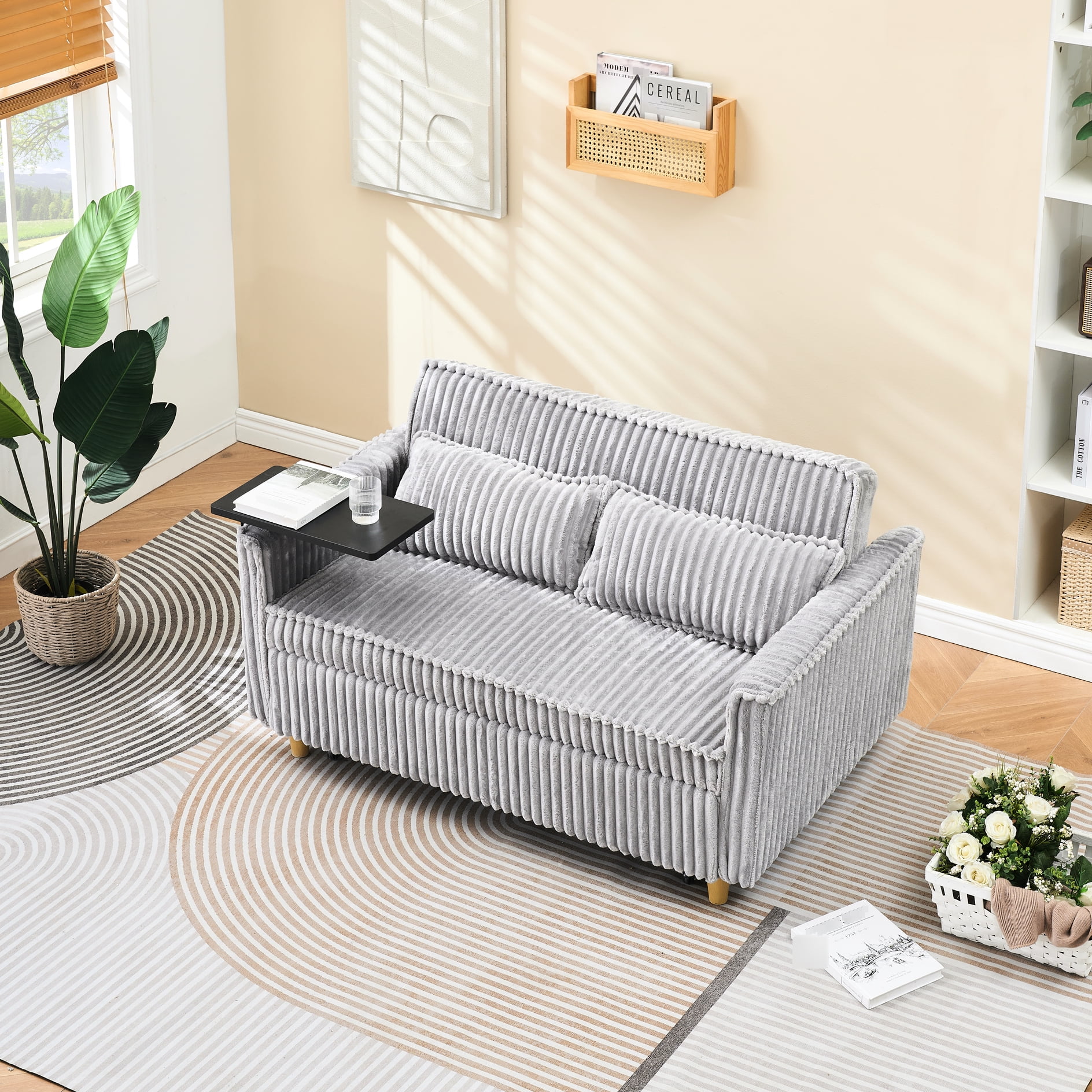 Appealing Gray Corduroy With Movable Platform & Breathtaking Table And ...