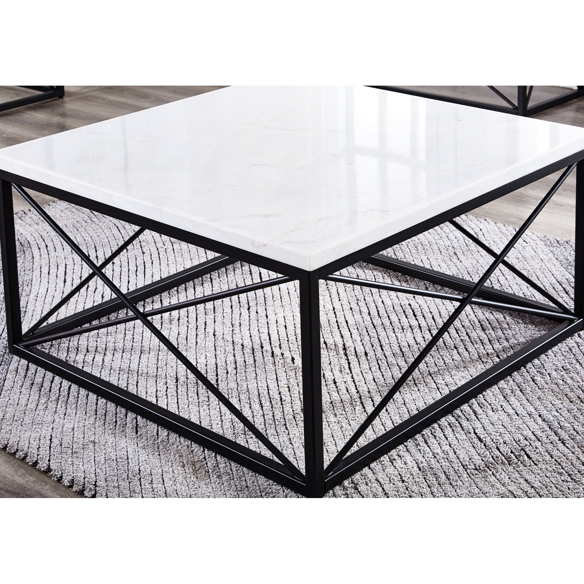 Appealing White Marble Square Tables - Powder Coated Iron Base, 35 ...