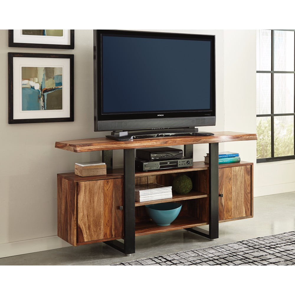 Appealing Wooden TV Console, Black and Brown - Walmart.com