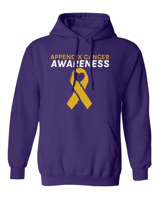 Appendix Cancer Awareness Month Amber Ribbon Heart Unisex Hooded ...