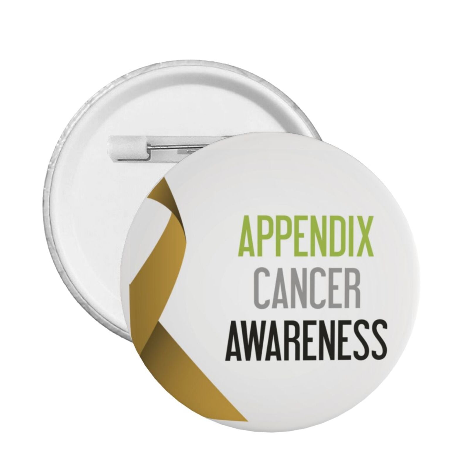 Appendix Cancer Awareness Pin Button Badge, Personalised Button Metal ...