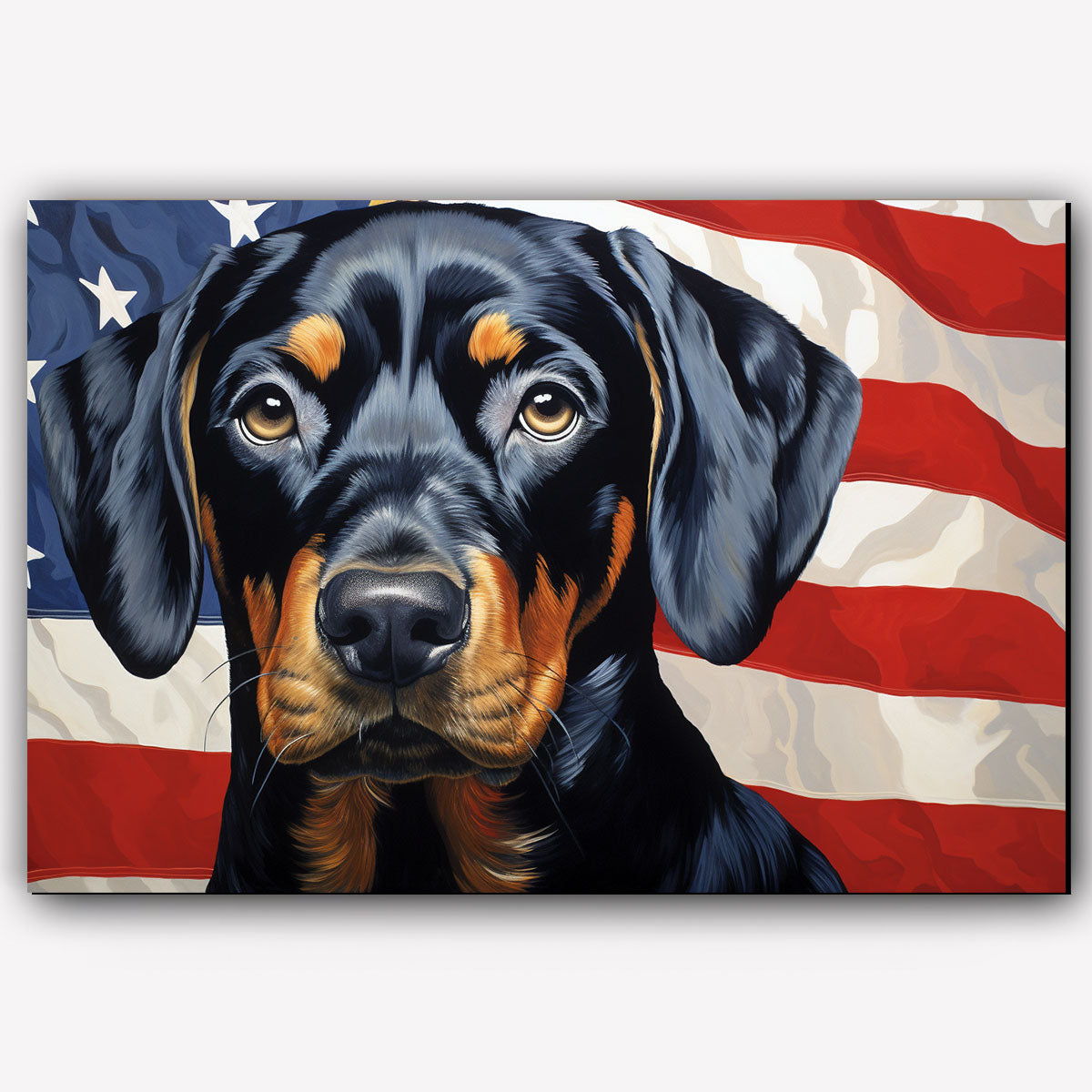 Appenzeller Sennenhund Dog with American Flag Canvas Wall Art Dog ...