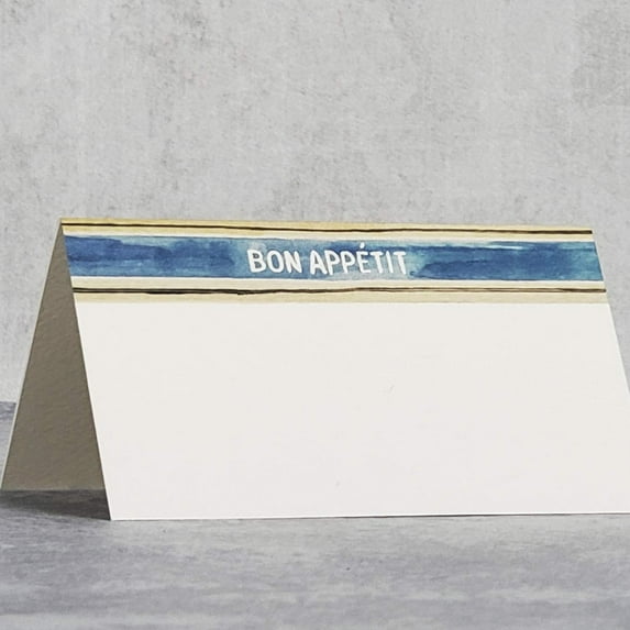 Appetit French Place Cards (Blue) for Dinner Parties Events. Table Tent ...
