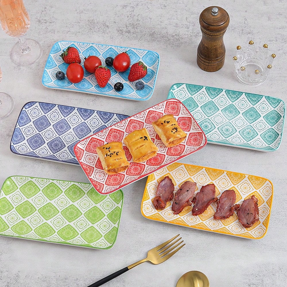 Appetizer Plates Set Dessert Plate - Rectangular Small Serving Plates ...
