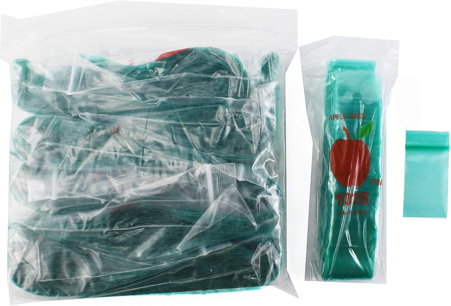 Apple 1015 Mini Zip Resealable Bags 1" x 1-1/2" Green Baggies 1000 ...