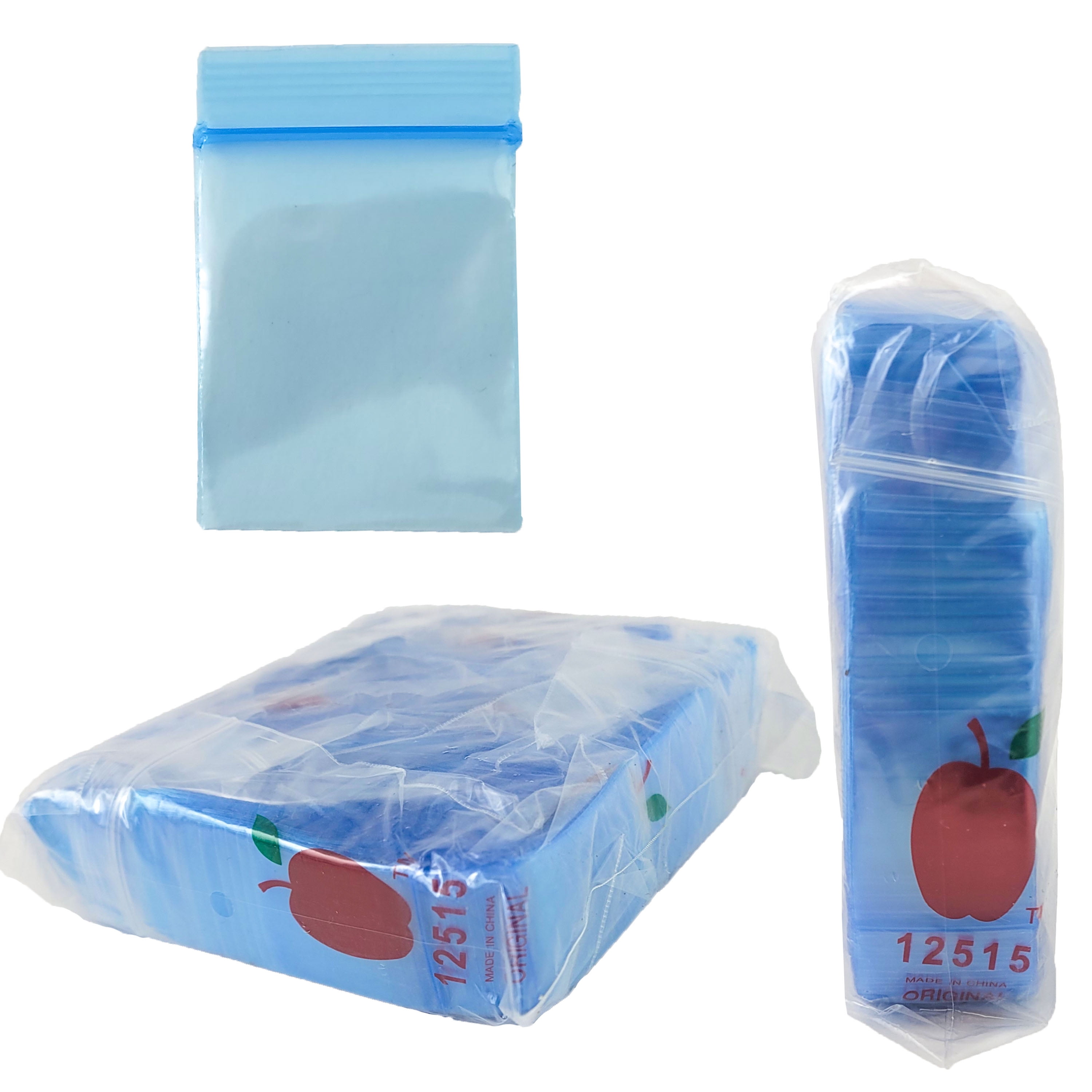 Apple 12515 Mini Zip Resealable Bags 1-1/4" x 1-1/2" Blue Baggies 1000 ...