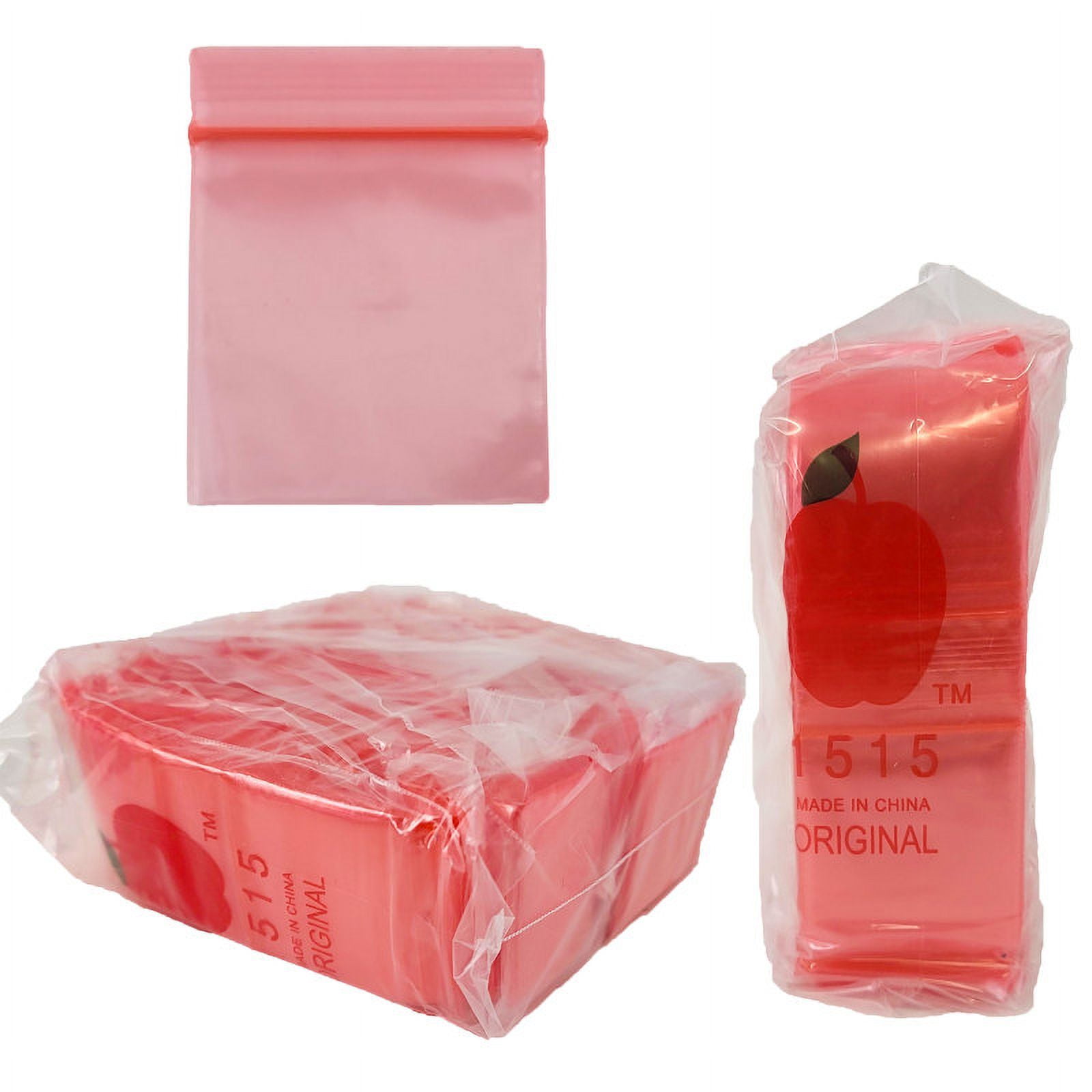 Apple 1515 Mini Zip Resealable Bags 1-1/2" x 1-1/2" Red Baggies 1000 ...