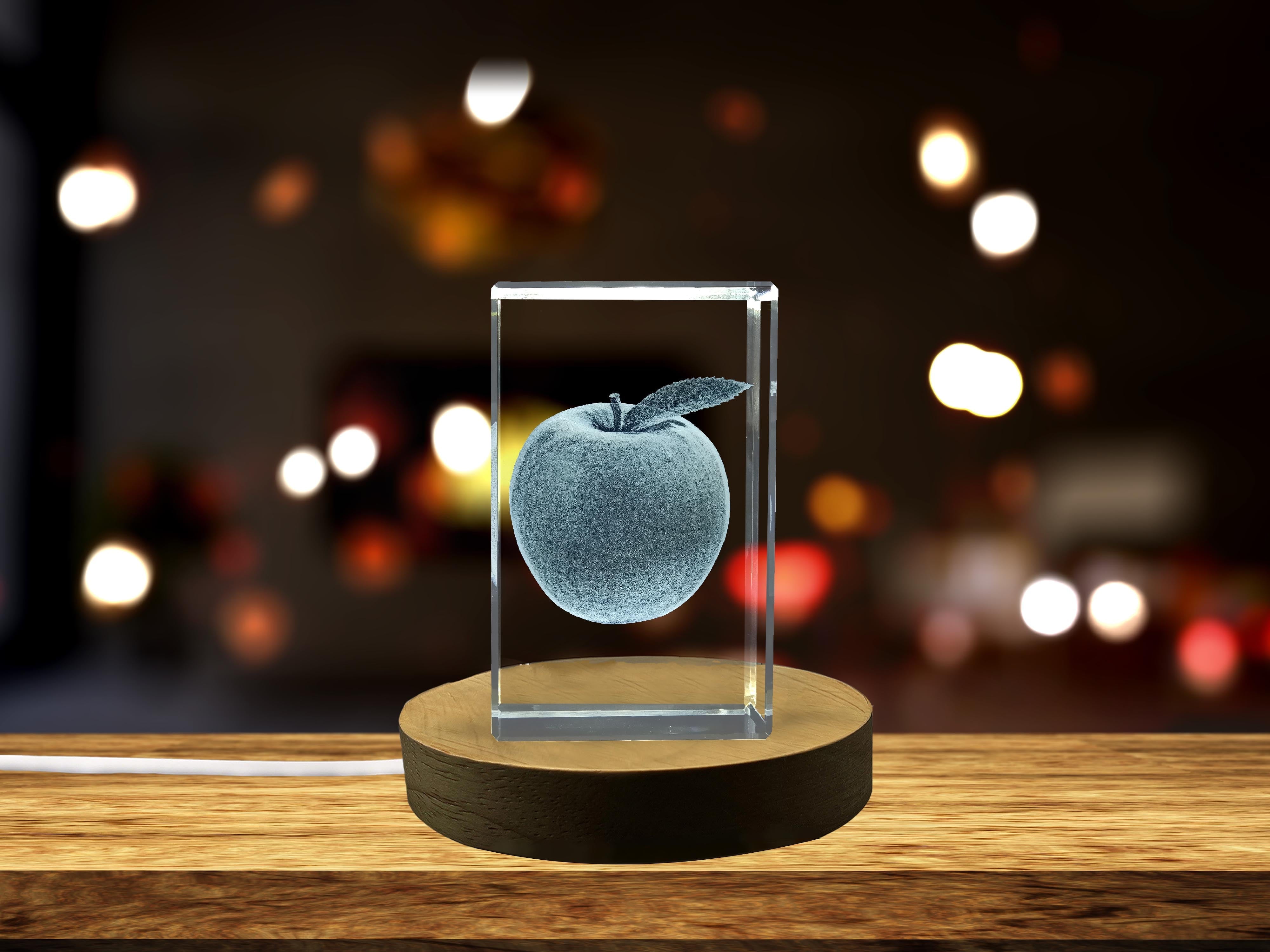 Apple 3D Engraved Crystal Sculpture Gift - Walmart.com