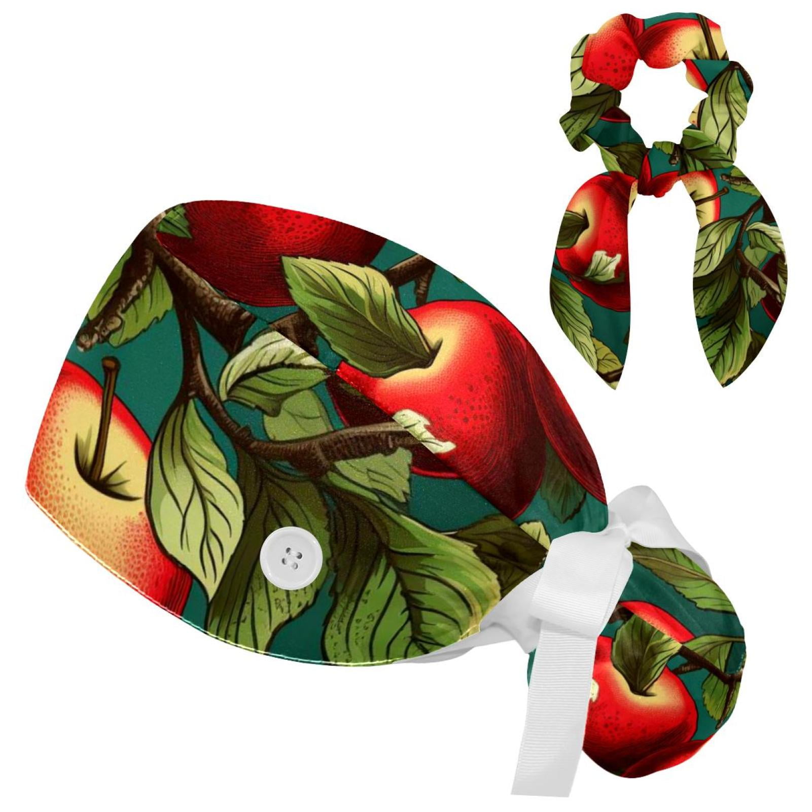 Apple Adjustable Scrub Cap Hat with Button, Working Hat Sweatband with ...