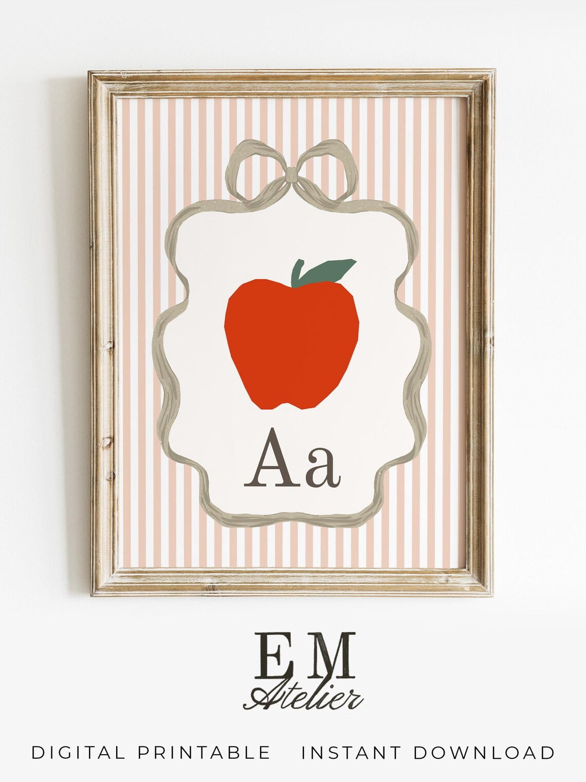 Apple Alphabet Print Letter A Nursery Wall Art Apple Print Classroom ...