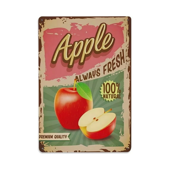 Apple Always Fresh Tin Sign Vintage Metal Poster Living Room Bar Man ...