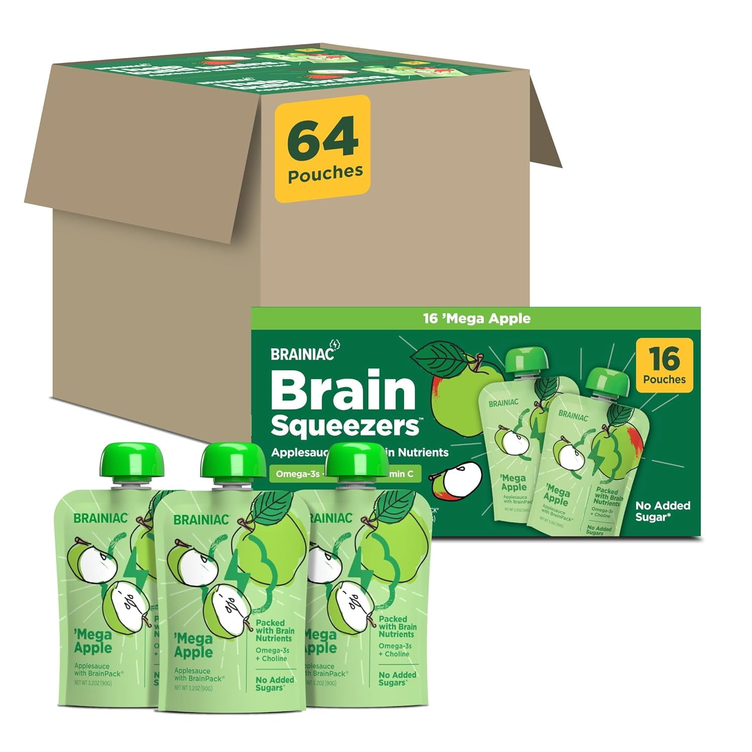 Apple Applesauce, Unsweetened Applesauce with Vitamin C, Omega-3s ...