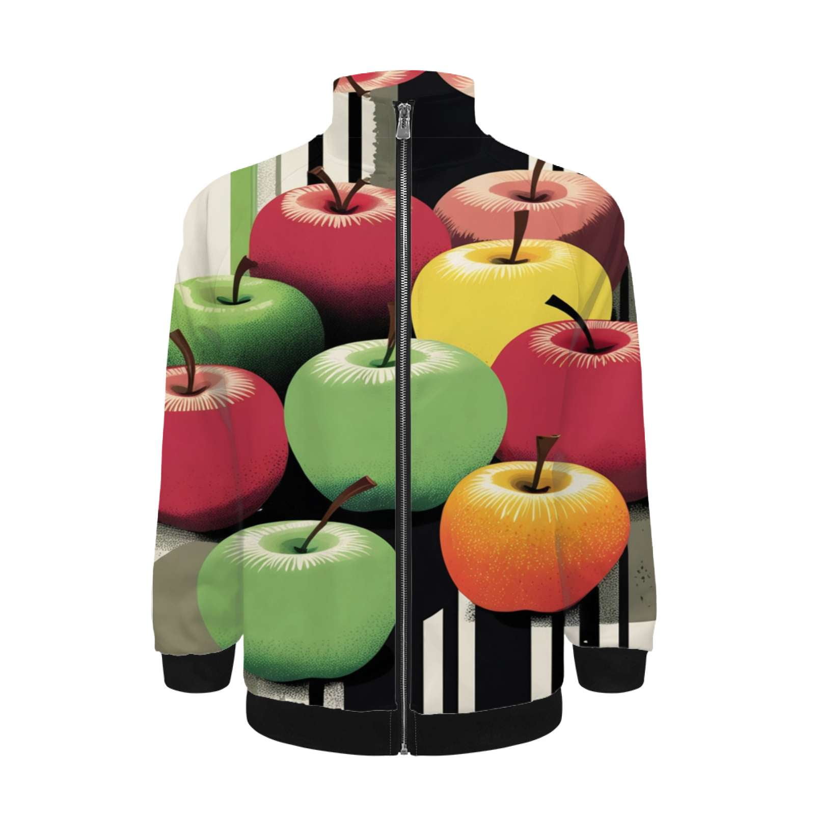 Apple Art Prints Jacket Men's Street Cool Long Sleeves Coat Personality ...