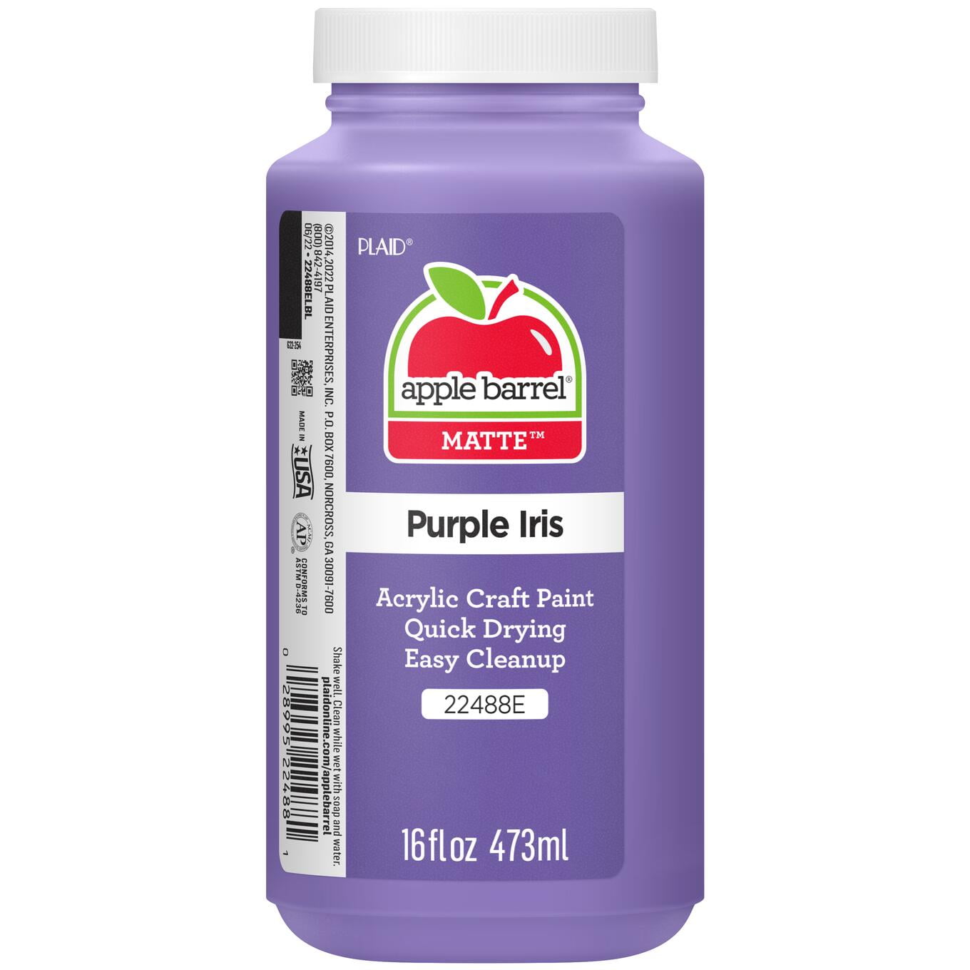 Apple Barrel Acrylic Craft Paint, Matte Finish, Purple Iris, 16 fl oz ...