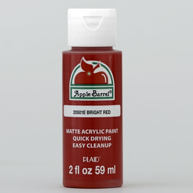 Apple Barrel Acrylic Craft Paint, Matte Finish, Bright Red, 2 fl oz ...