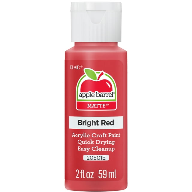 Apple Barrel Acrylic Craft Paint, Matte Finish, Bright Red, 2 fl oz ...