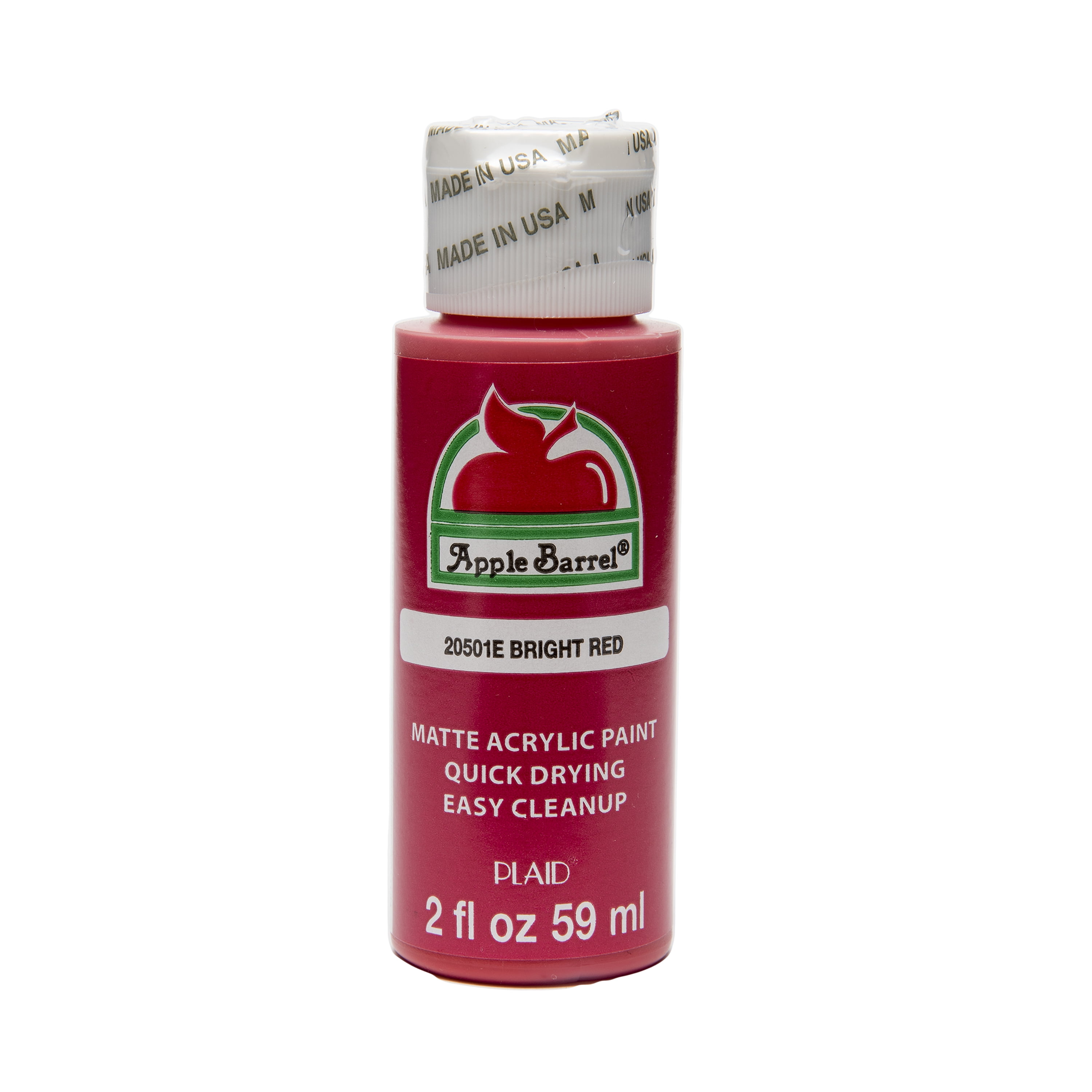 Apple Barrel Acrylic Craft Paint, Matte Finish, Bright Red, 2 fl oz ...