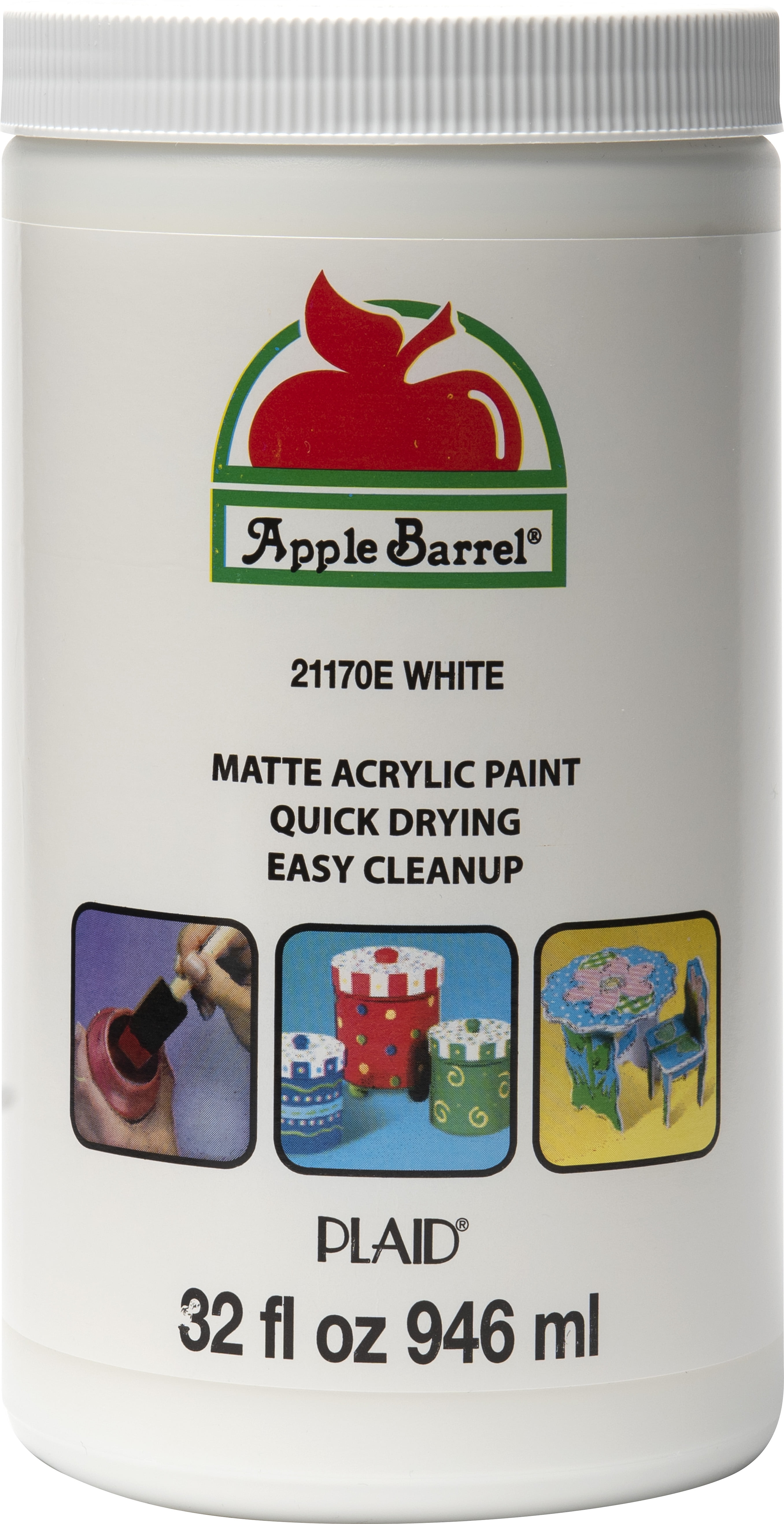 Apple Barrel Acrylic Craft Paint White 32 fl oz Matte Finish Water ...