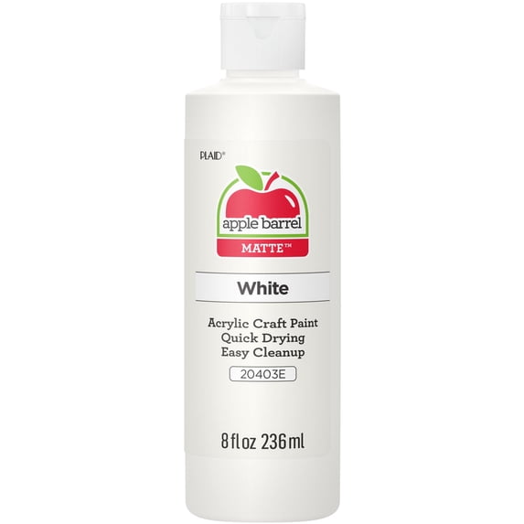 Apple Barrel, Acrylic Craft Paint, 8 fl oz, White, Matte Finish ...