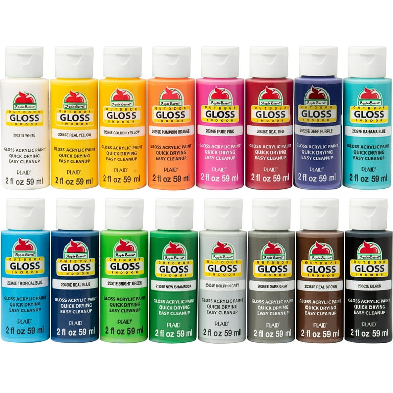 Apple Barrel Gloss Acrylic Craft Paint Set 2 fl oz 16 Pc Walmart