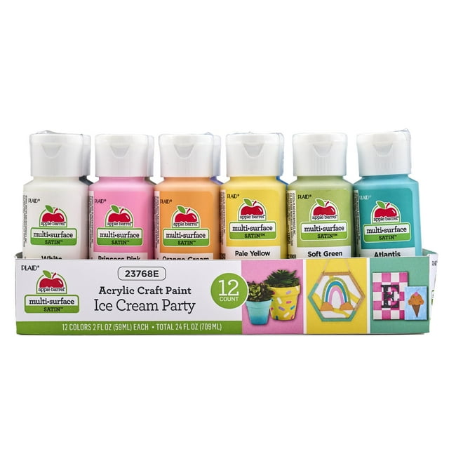 Apple Barrel Multi-Surface Acrylic Craft Paint Set, Ice Cream Party ...