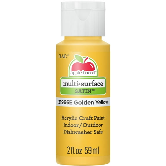 Apple Barrel Multi Surface Satin Acrylic Paint 2 oz, Golden Yellow ...