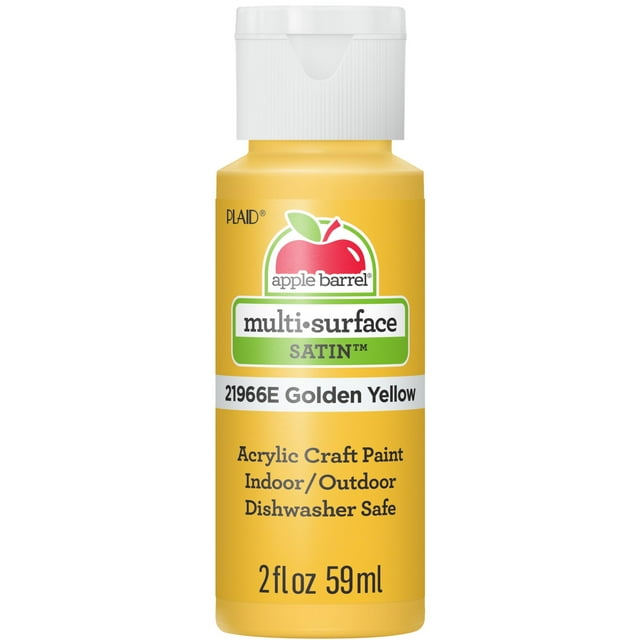 Apple Barrel Multi-Surface Satin Acrylic Paints, Golden Yellow Paint, 2 ...
