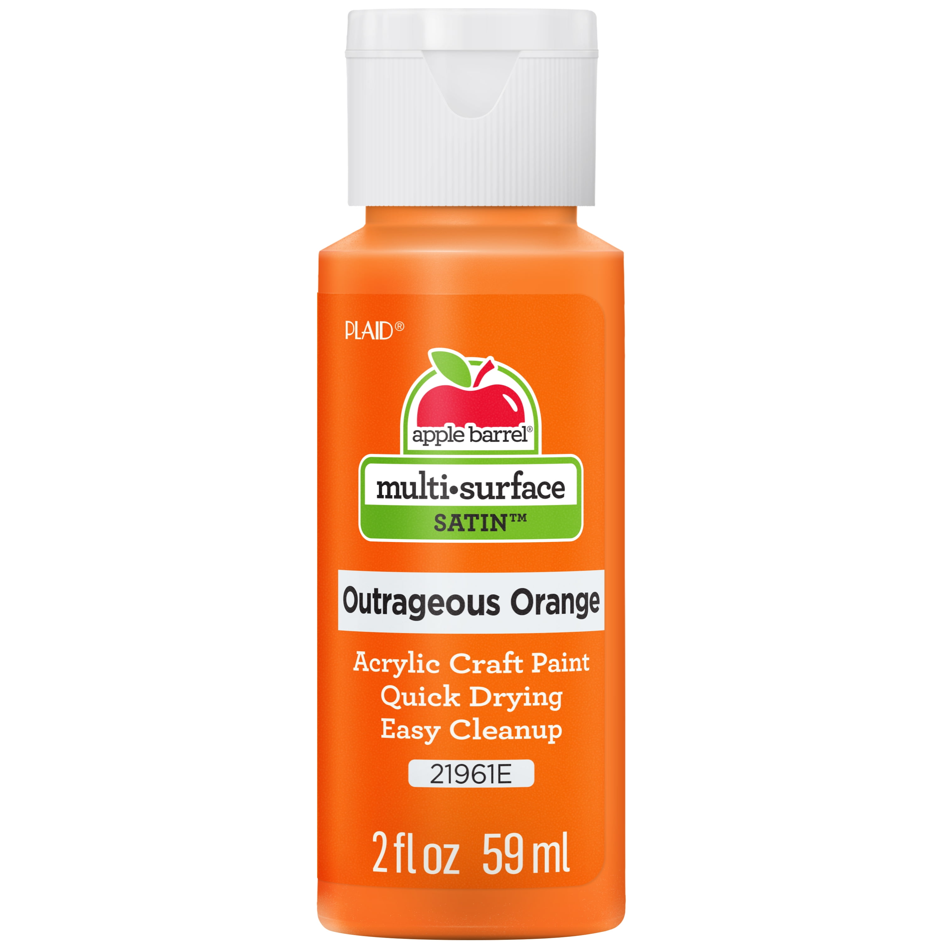 Apple Barrel 21961E Multi surface Craft Paint Satin Finish Outrageous Orange 2 fl oz