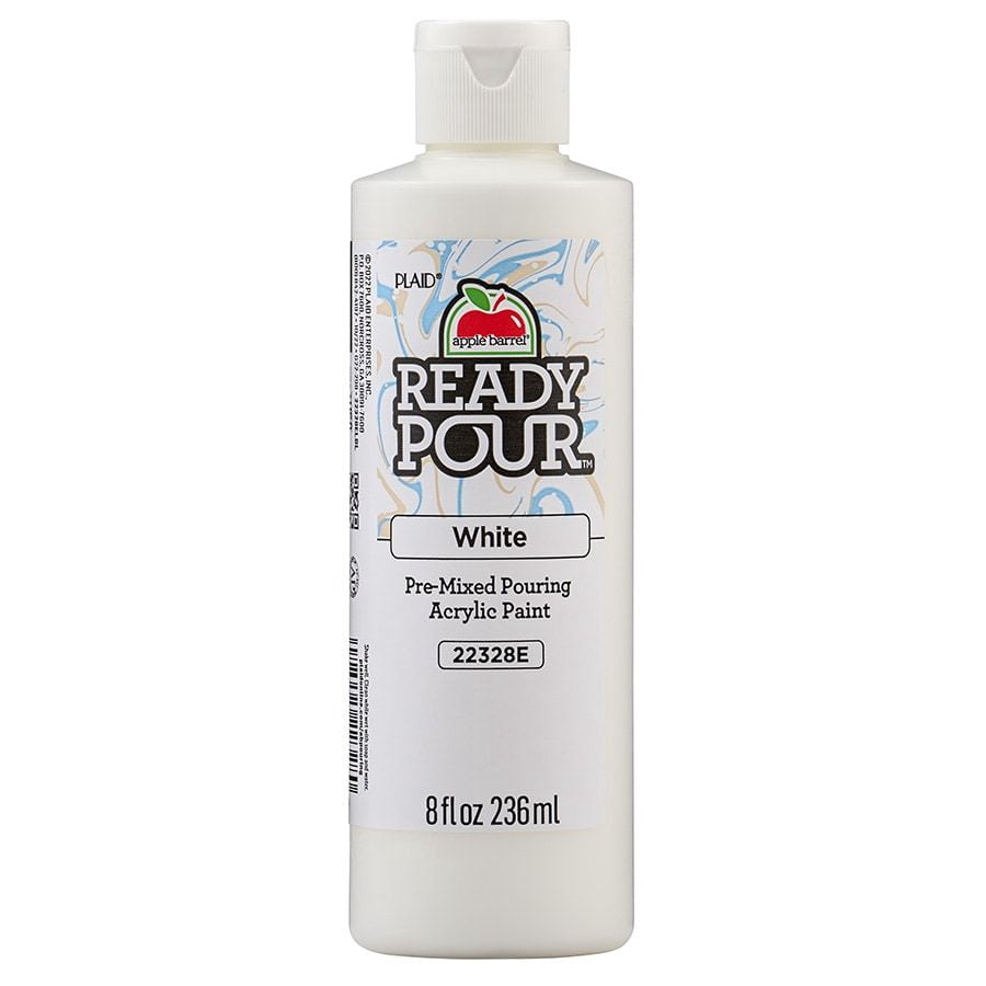 Apple Barrel Ready Pour Pre-Mixed Pouring Acrylic Craft Paint, White, 8 ...