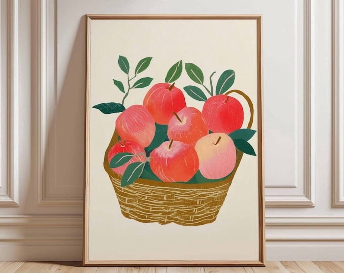 Apple Basket Rustic Fruit Wall Art, Poster Home Decor, Poster Only ...