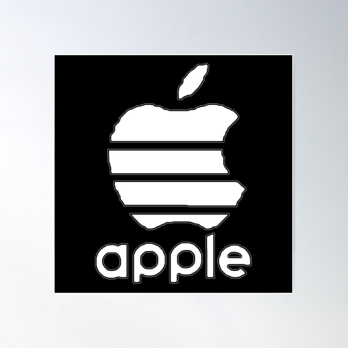 Apple Black White Poster Wall Art, Modern Wall Decor For Living Room ...